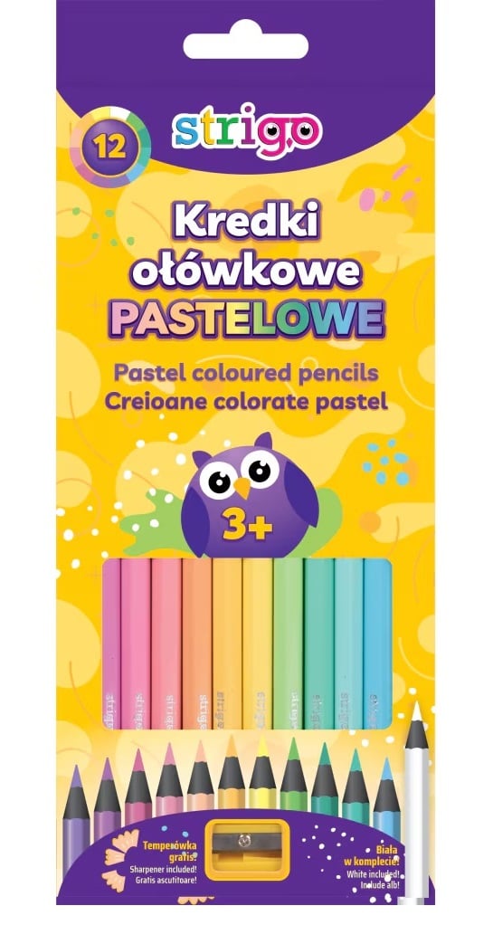Creioane colorate Strigo , 12 culori pastel | De-a joaca